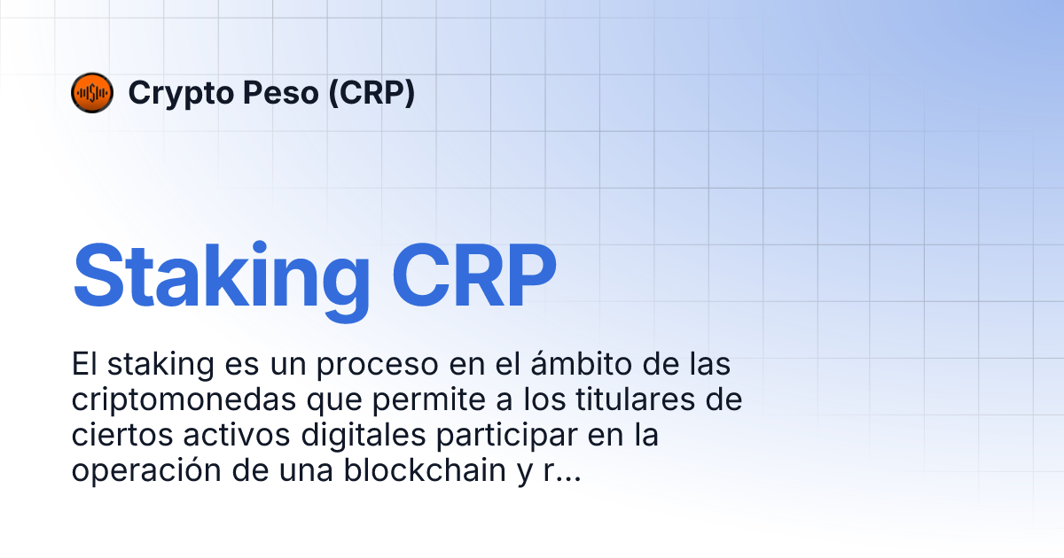 Staking CRP | Crypto Peso (CRP)